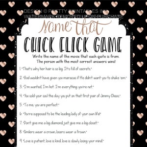 Name That Chick Flick Game Printable Girls Night in Game - Etsy Canada