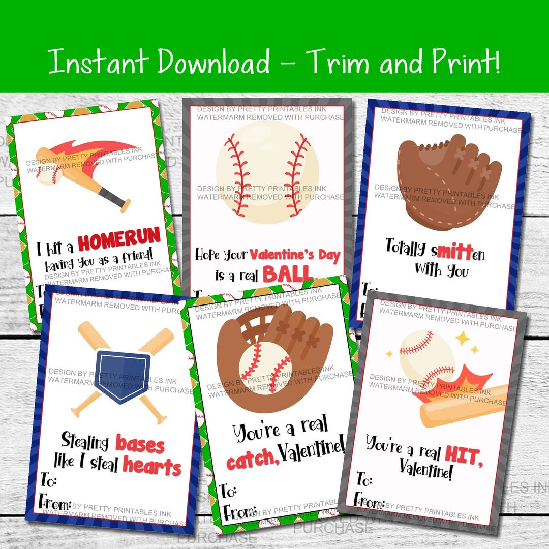Baseball Valentines Cards Printable | Baseball Valentines for Kids ...