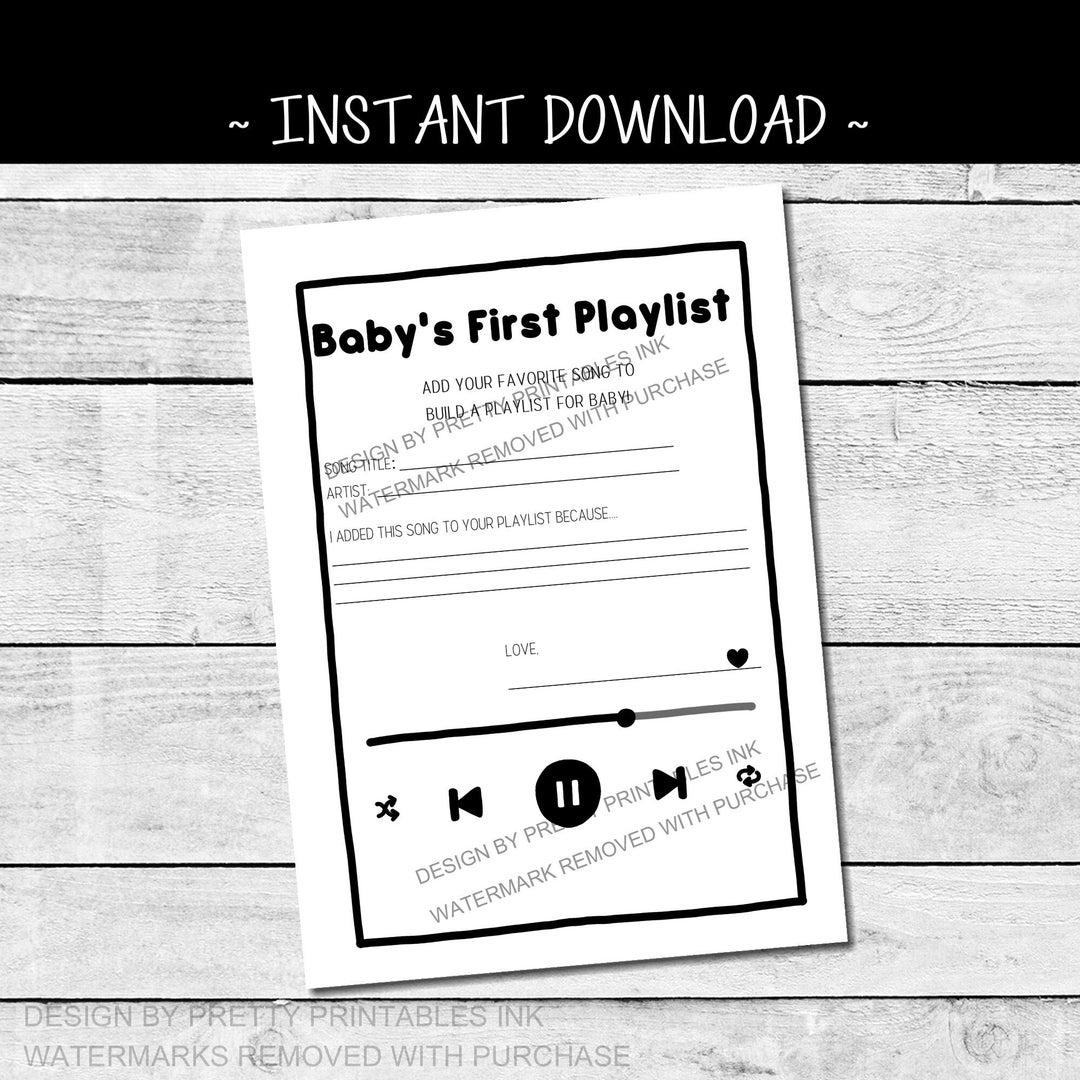 Baby's First Playlist Printable | Share Your Favorite Song Baby Shower ...