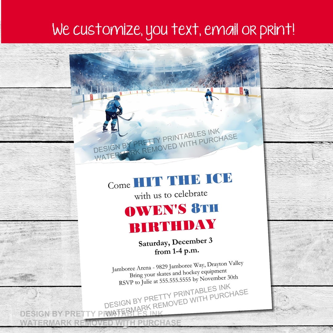 Hockey Invitation for Birthday Party | Hockey Birthday Party Invite ...