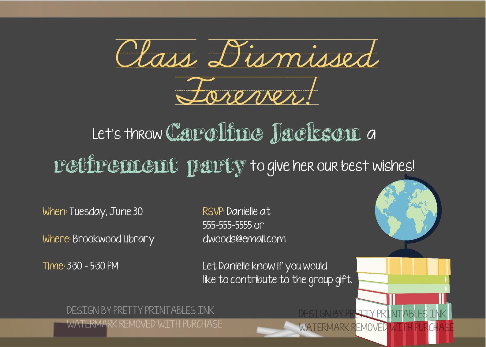 Printable Teacher Retirement Party Invitation: Class Dismissed (PDF ...