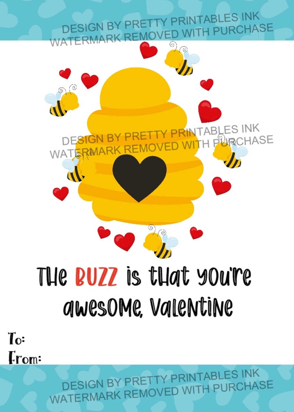 Kids Valentines Cards Printable | Printable Bee Valentine Cards ...