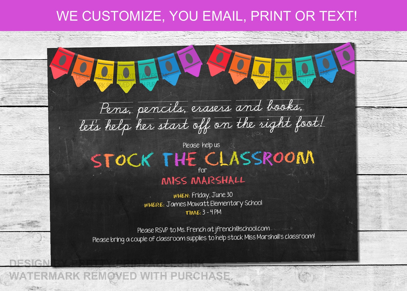 New Teacher Shower Invitation Stock the Classroom Invitation - Etsy