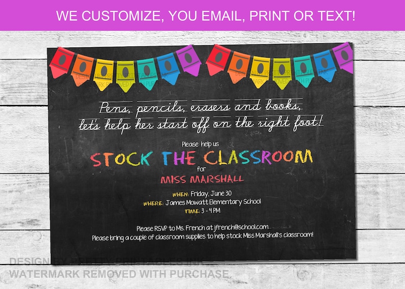 New Teacher Shower Invitation Stock the Classroom Invitation - Etsy