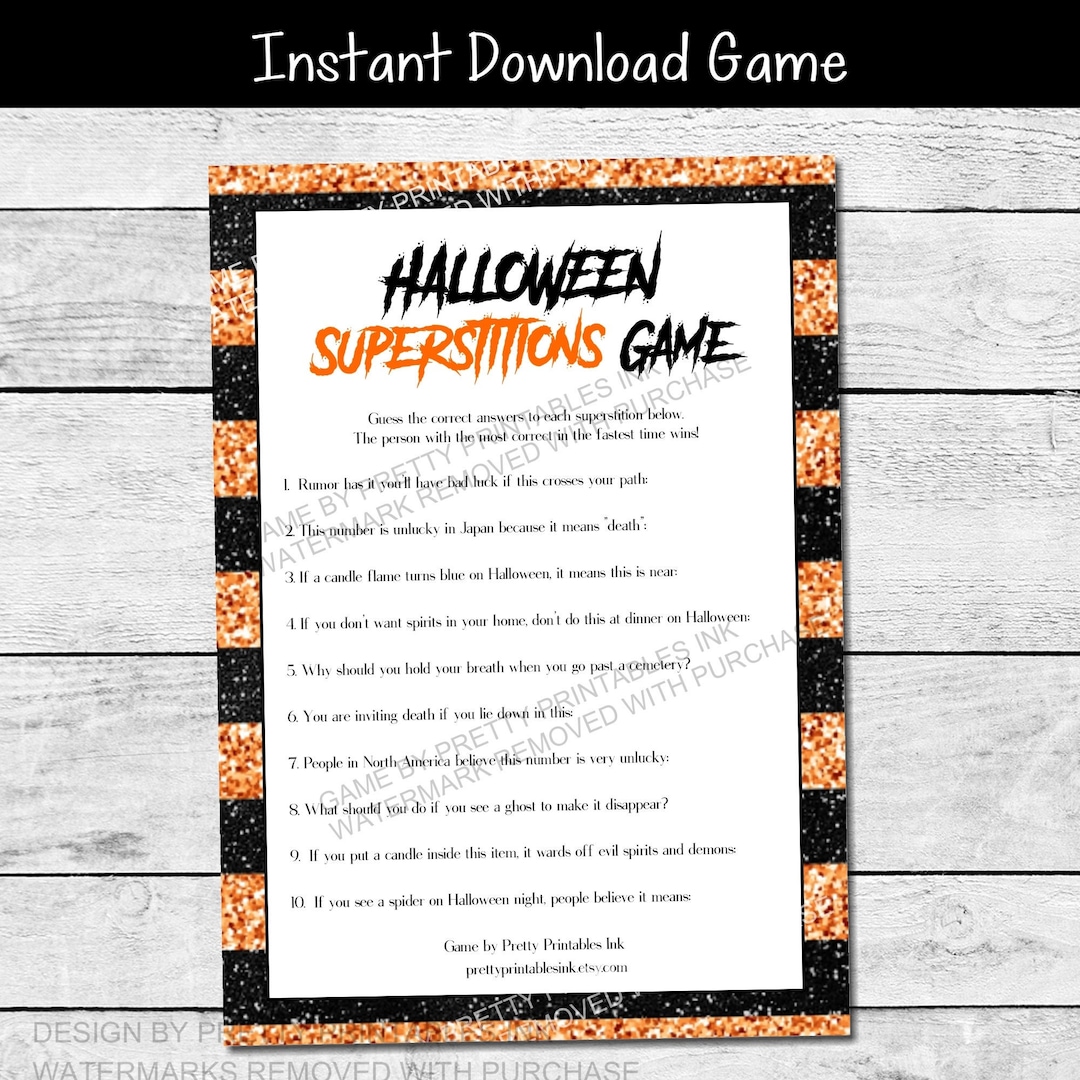 Fun Halloween Activity: Superstitions Game, Black and Orange Stripe ...
