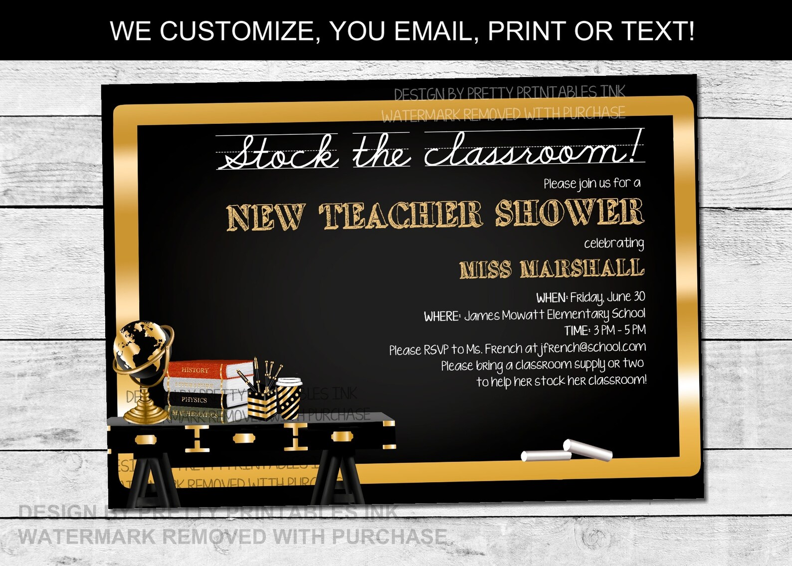 New Teacher Shower Invitation Printable, Digital New Teacher Party ...