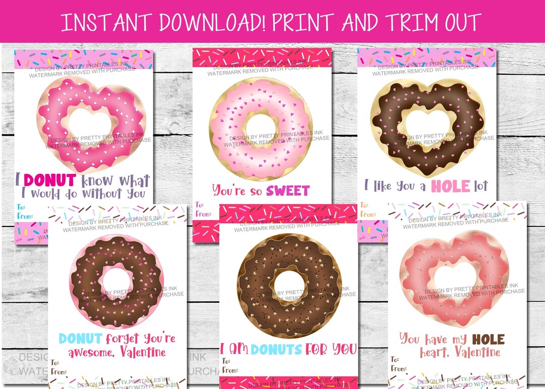 Printable Donut Valentine Cards | Kids Valentines Cards| Classroom ...