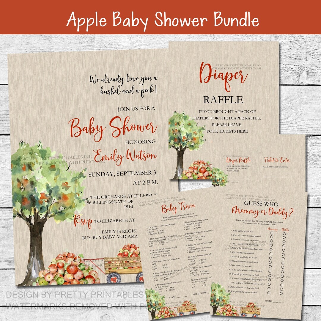 Apple Baby Shower Invitation Set: Fall Theme (digital Download) - Etsy