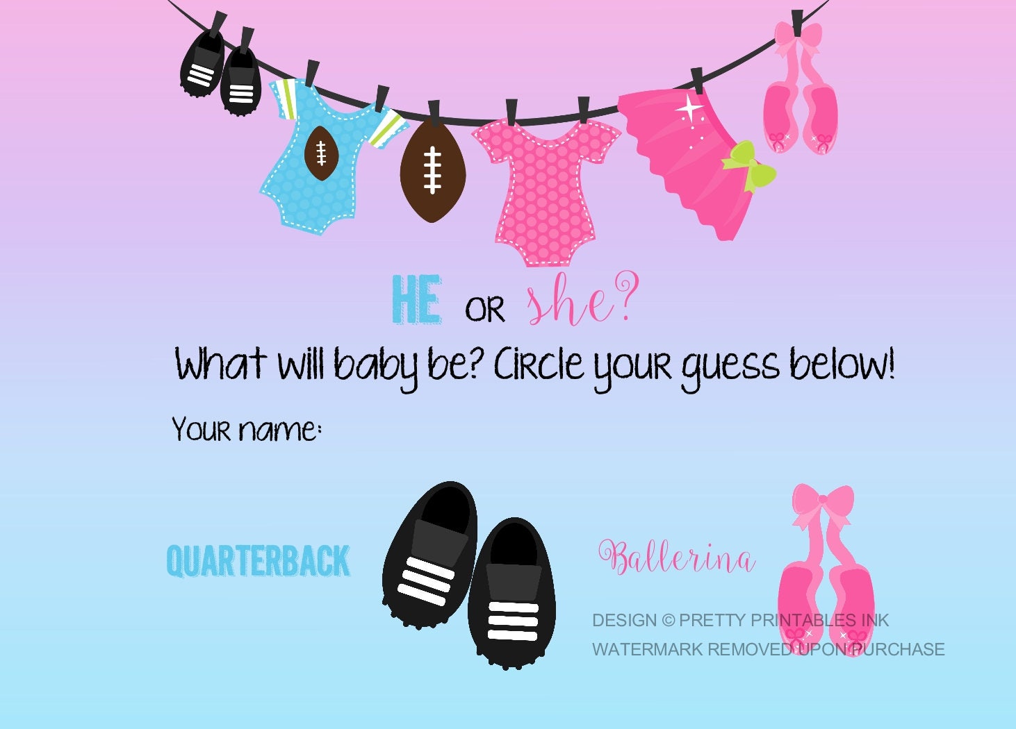 PRINTABLE guess the gender game / touchdowns or tutus / tutus | Etsy