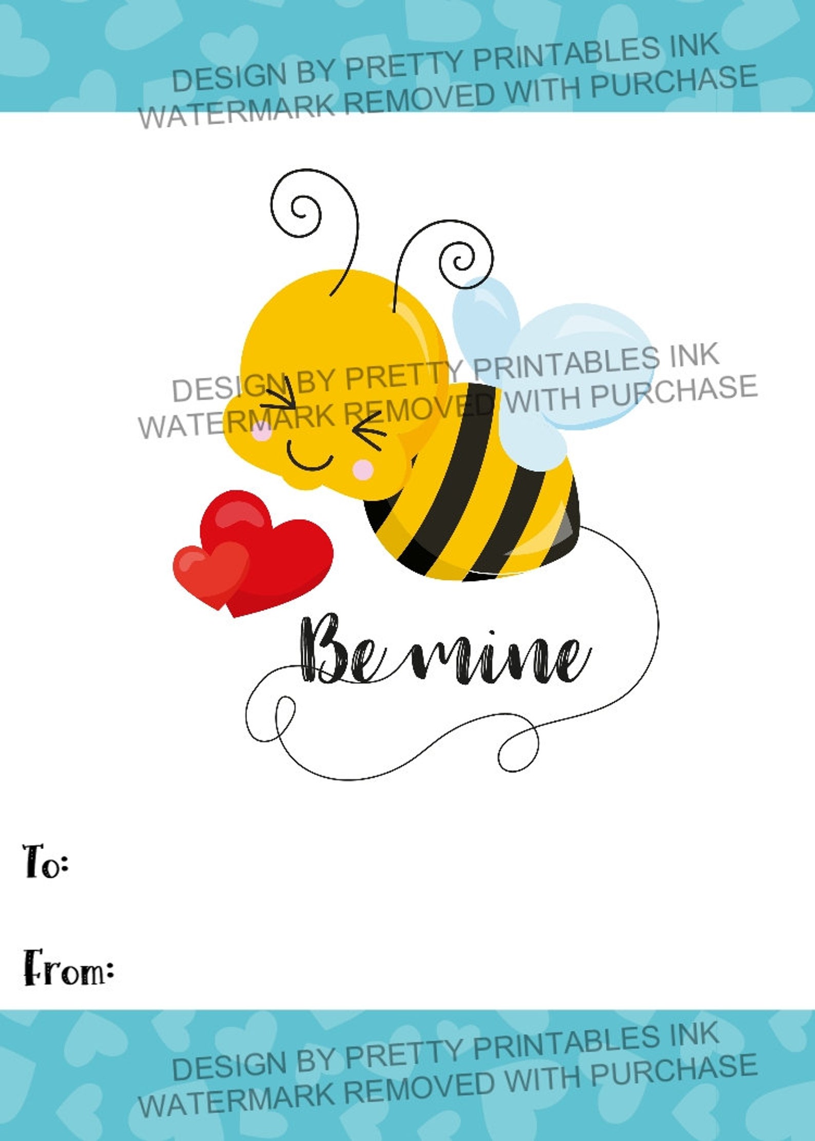 Kids Valentines Cards Printable | Printable Bee Valentine Cards ...