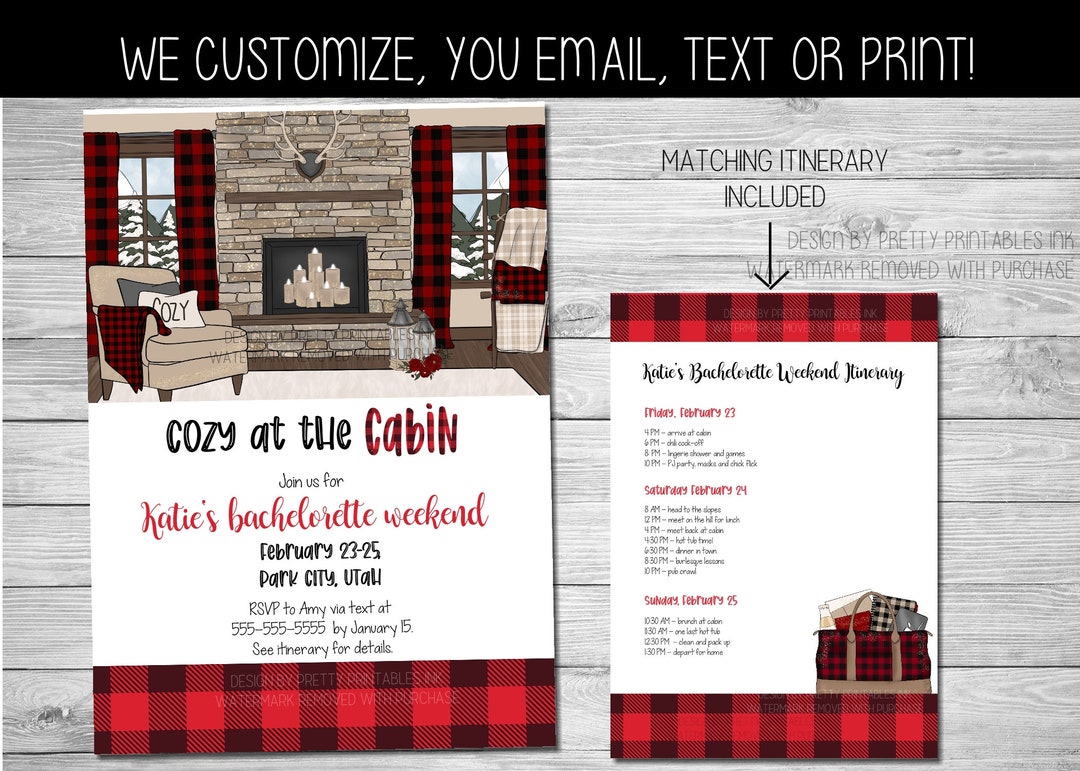 Cabin Bachelorette Invite Mountain Bachelorette Weekend Invitation ...