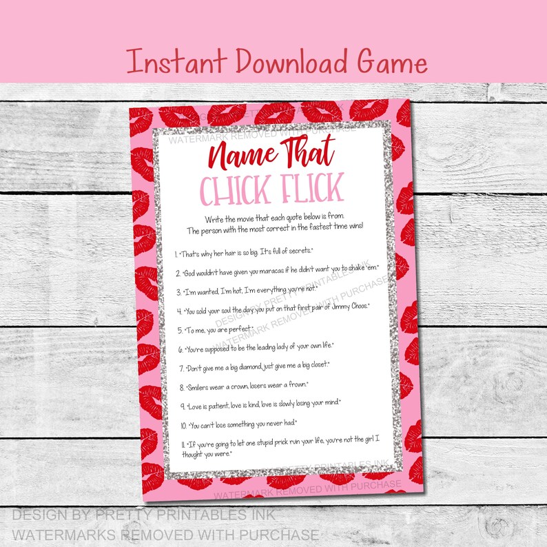 Name That Chick Flick Game: Girls Night in (PDF) - Etsy
