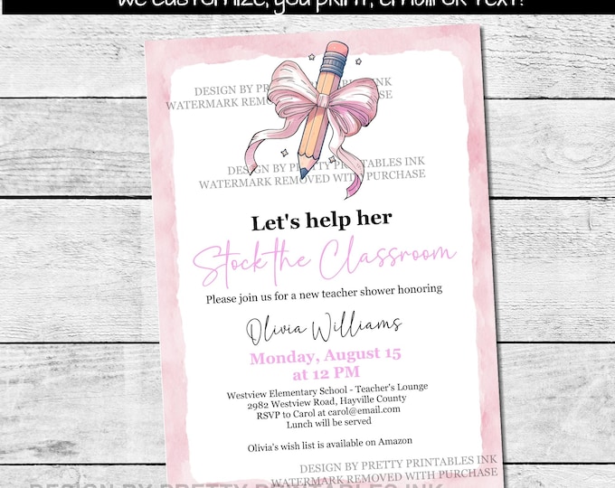 New Teacher Shower Editable Invitation Template, New Teacher Grad ...