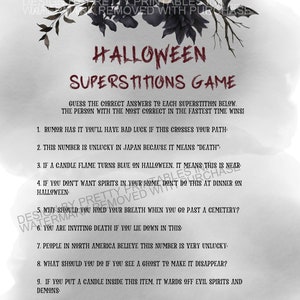 Halloween Superstitions Game, Printable Halloween Game, Adult Halloween ...