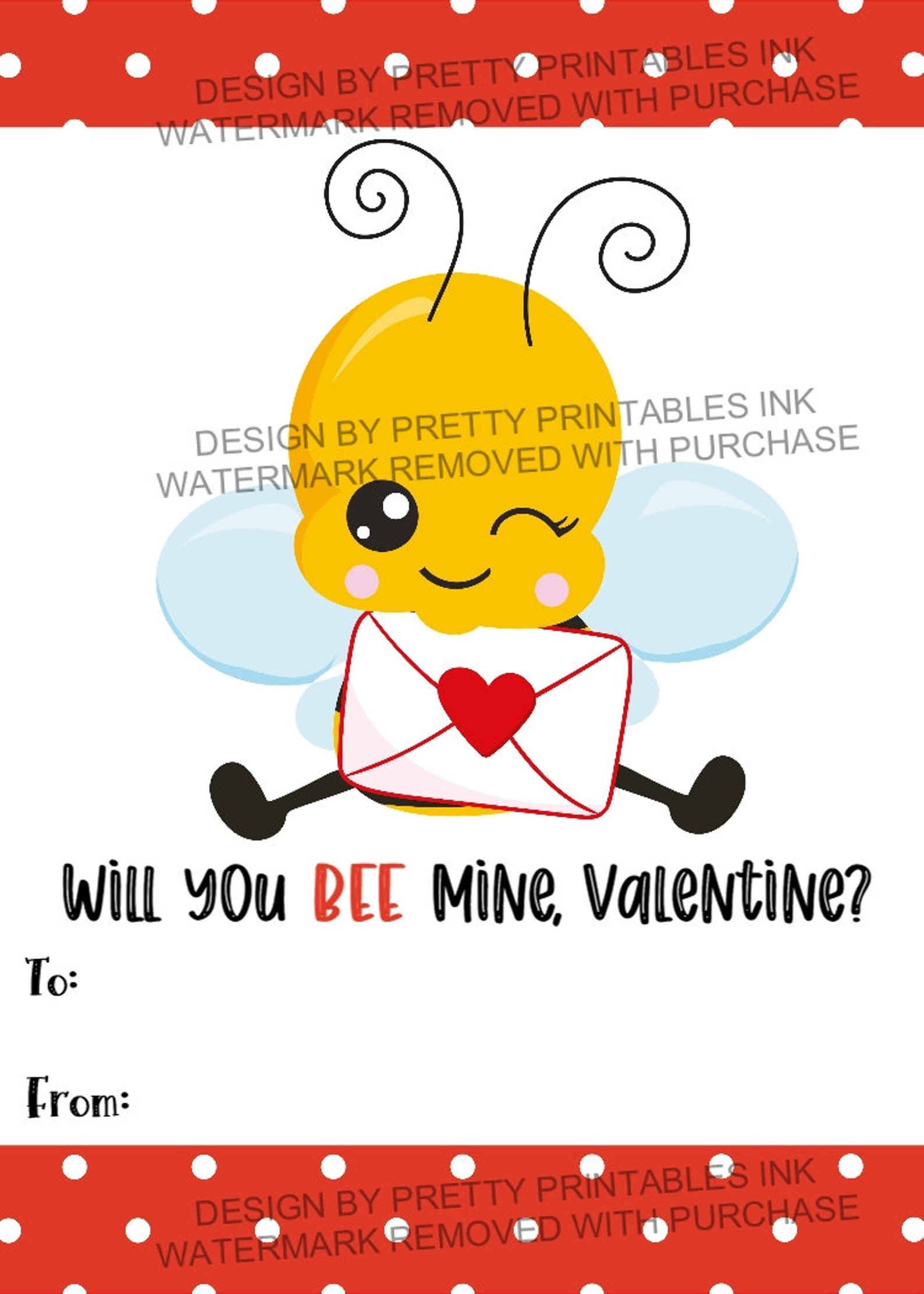 Kids Valentines Cards Printable | Printable Bee Valentine Cards ...