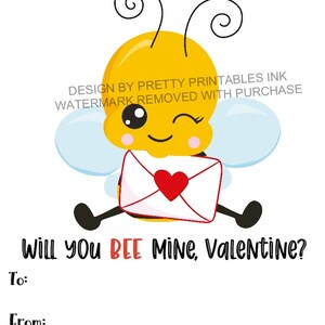 Kids Valentines Cards Printable Printable Bee Valentine Cards Classroom ...