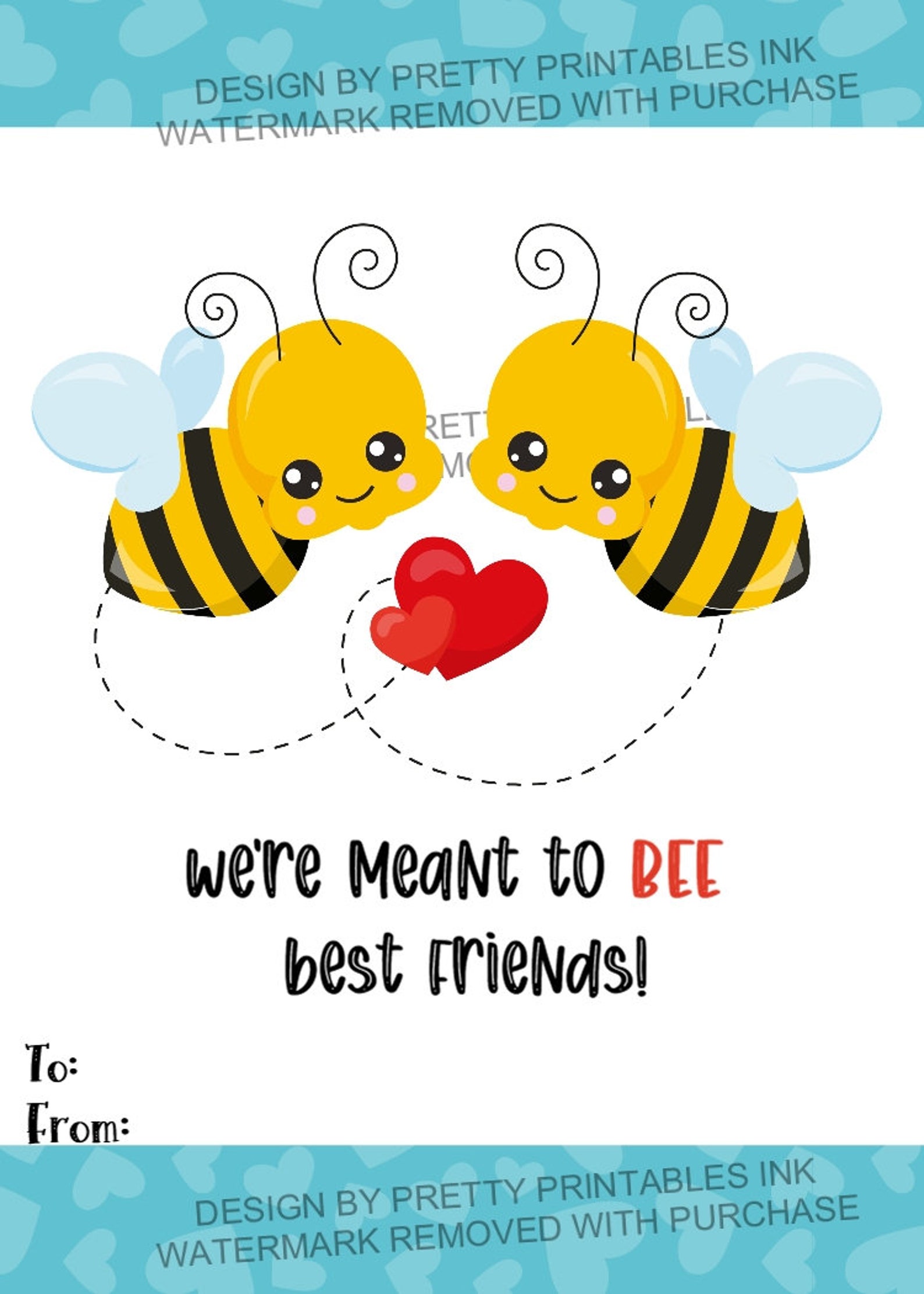 Kids Valentines Cards Printable Printable Bee Valentine - Etsy