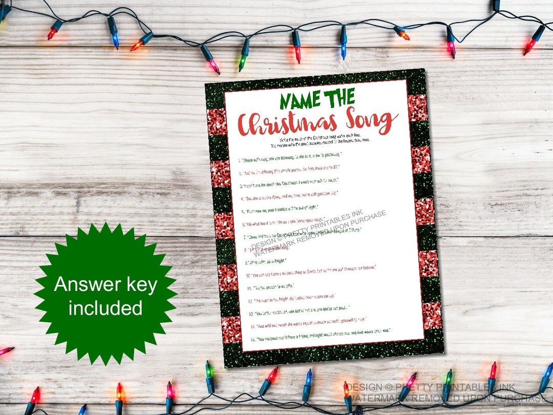 Printable Christmas Game, Instant Download Christmas Carol Game ...