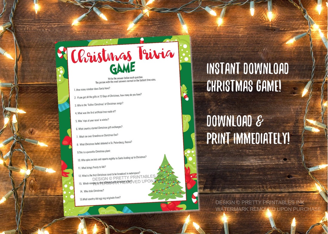 Instant Download Christmas Game, Printable Christmas Trivia Game ...