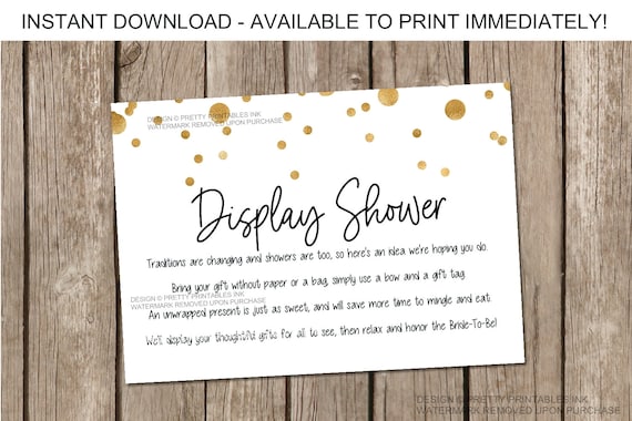 Display shower insert, display shower card, display bridal shower ...