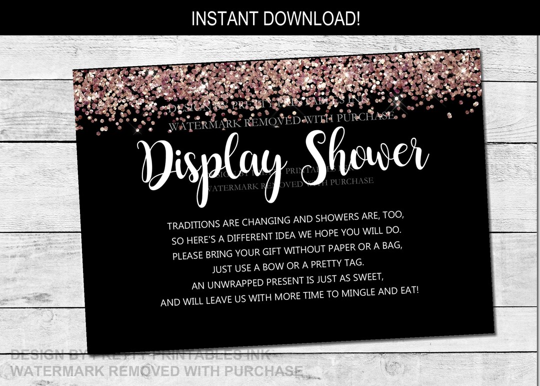 Instant Download Display Shower Insert, Display Shower Card, Display ...