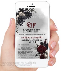 Halloween Bachelorette Invitation: RIP Single Life With Gothic Skulls ...