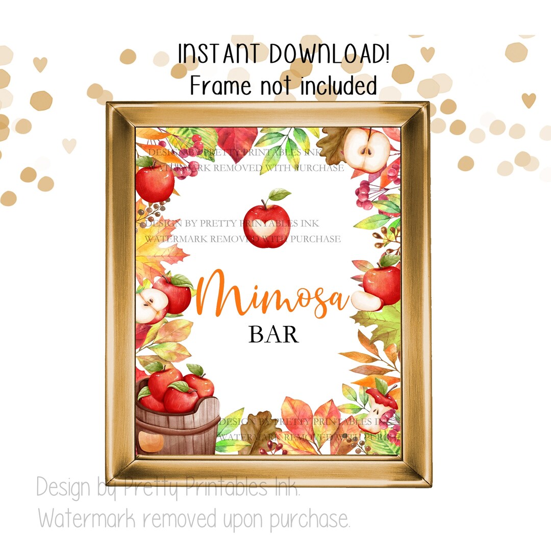 Mimosa Bar Sign for Fall, Fall Mimosa Bar Sign, Bridal Shower Sign ...