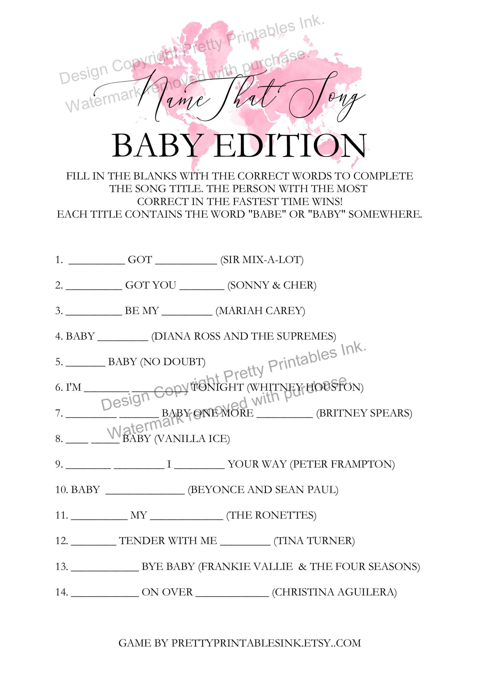 Printable Baby Shower Games Girl Baby Shower Games Bundle | Etsy