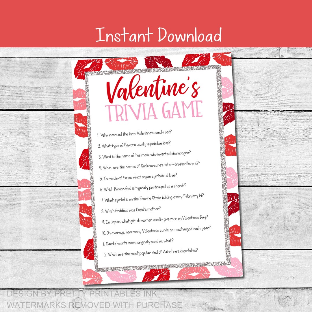 Valentine's Day Trivia Game Printable, Galentine's Game, Valentines Day ...