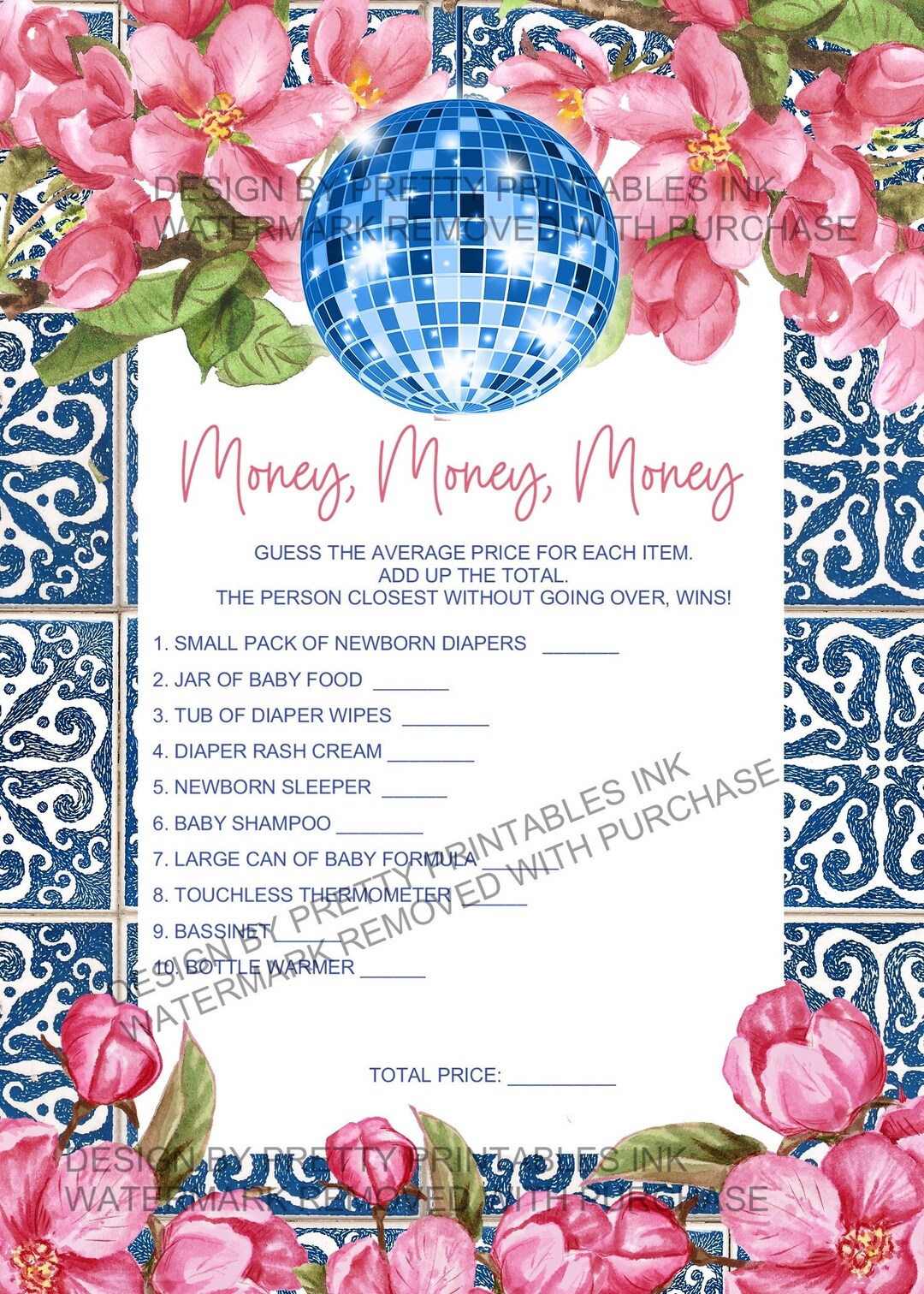 Guess the Price Baby Shower Game Printable | Mama Mia Baby Shower Game ...