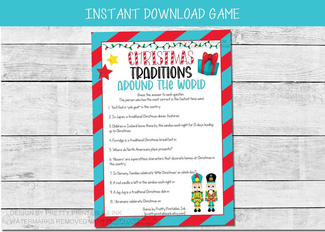 Christmas Game Printable, Christmas Traditions Around the World Game ...