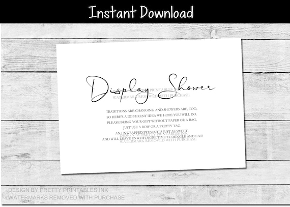 Instant Download Display Shower Insert, Display Shower Card, Display ...