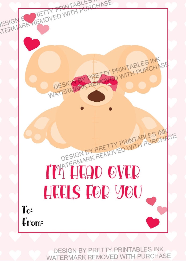Teddy Bear Valentines Cards Printable, Kids Valentines Cards, Classroom ...