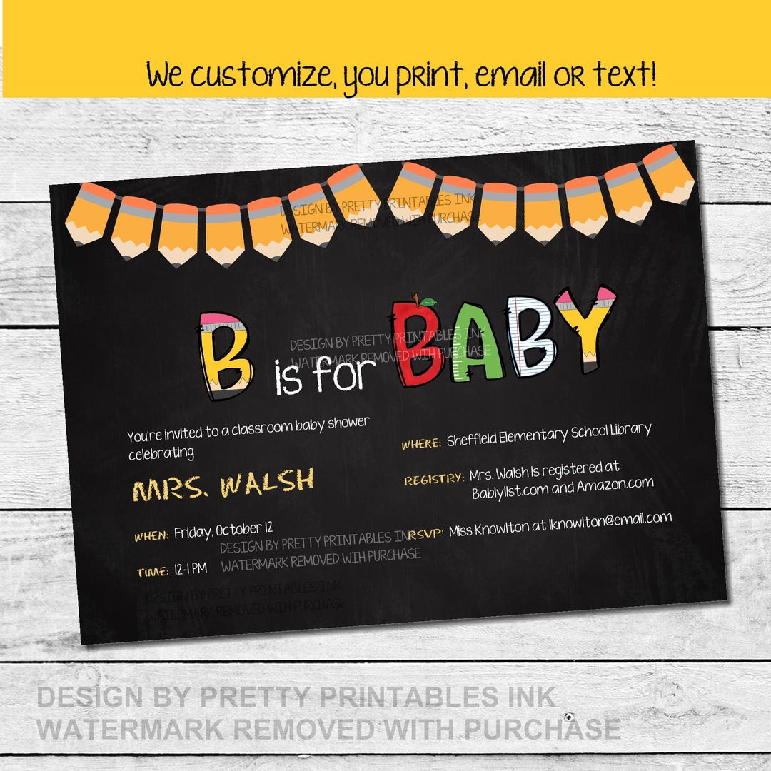 Teacher Baby Shower Invitation Printable, B is for Baby Shower ...