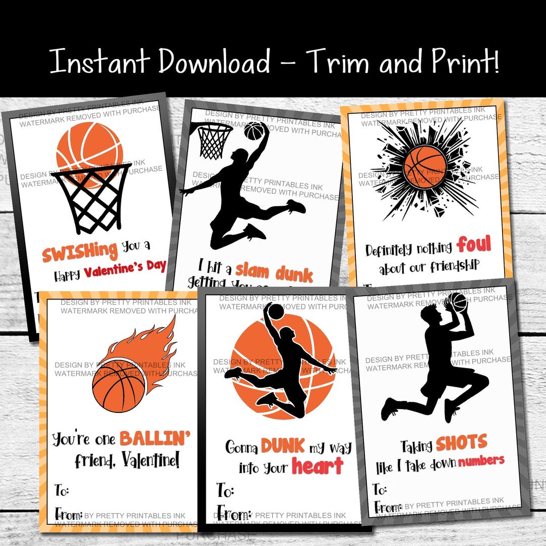 Basketball Valentines Cards Printable | Basketball Valentines for Kids ...