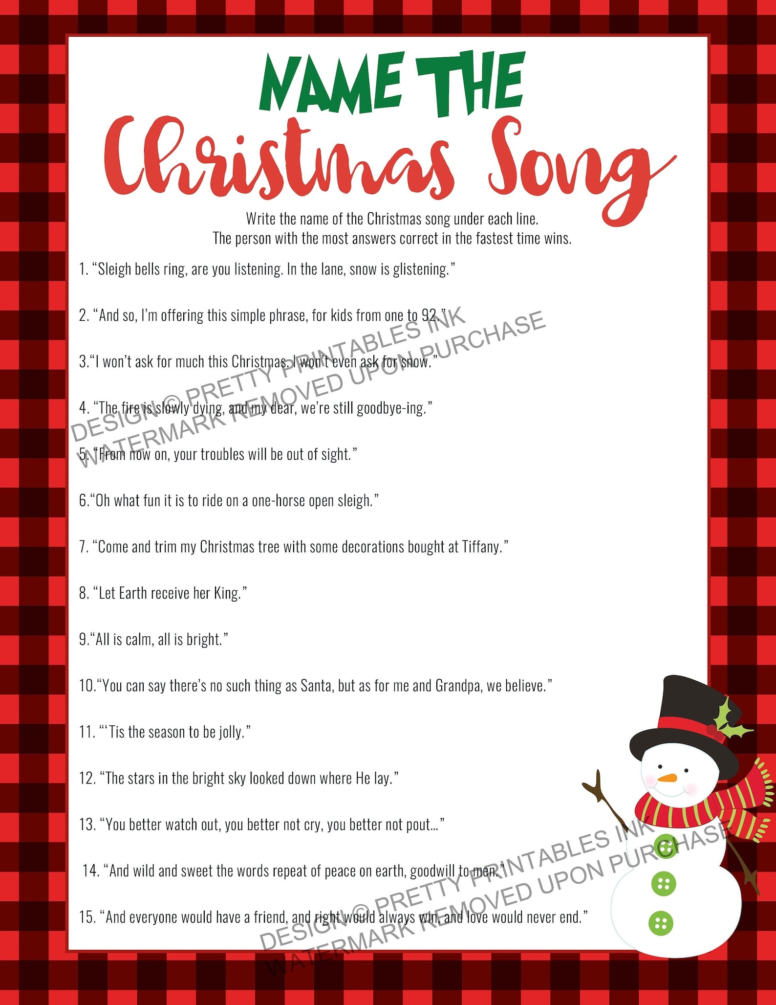 Instant Download Christmas Game, Name the Christmas Song Game ...