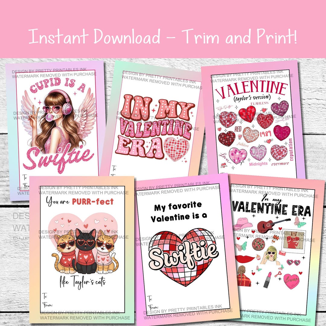 Swiftie Valentine's Cards Printable | Valentines Era Cards | Taylor ...