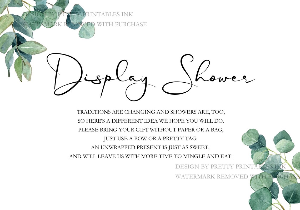 Instant Download Display Shower Insert Display Shower Card - Etsy