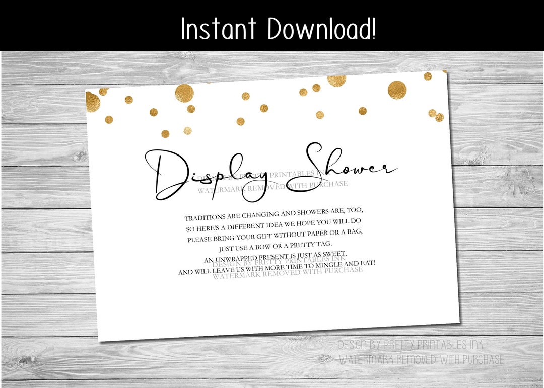 Instant Download Display Shower Card for Bridal Shower or Baby Shower ...