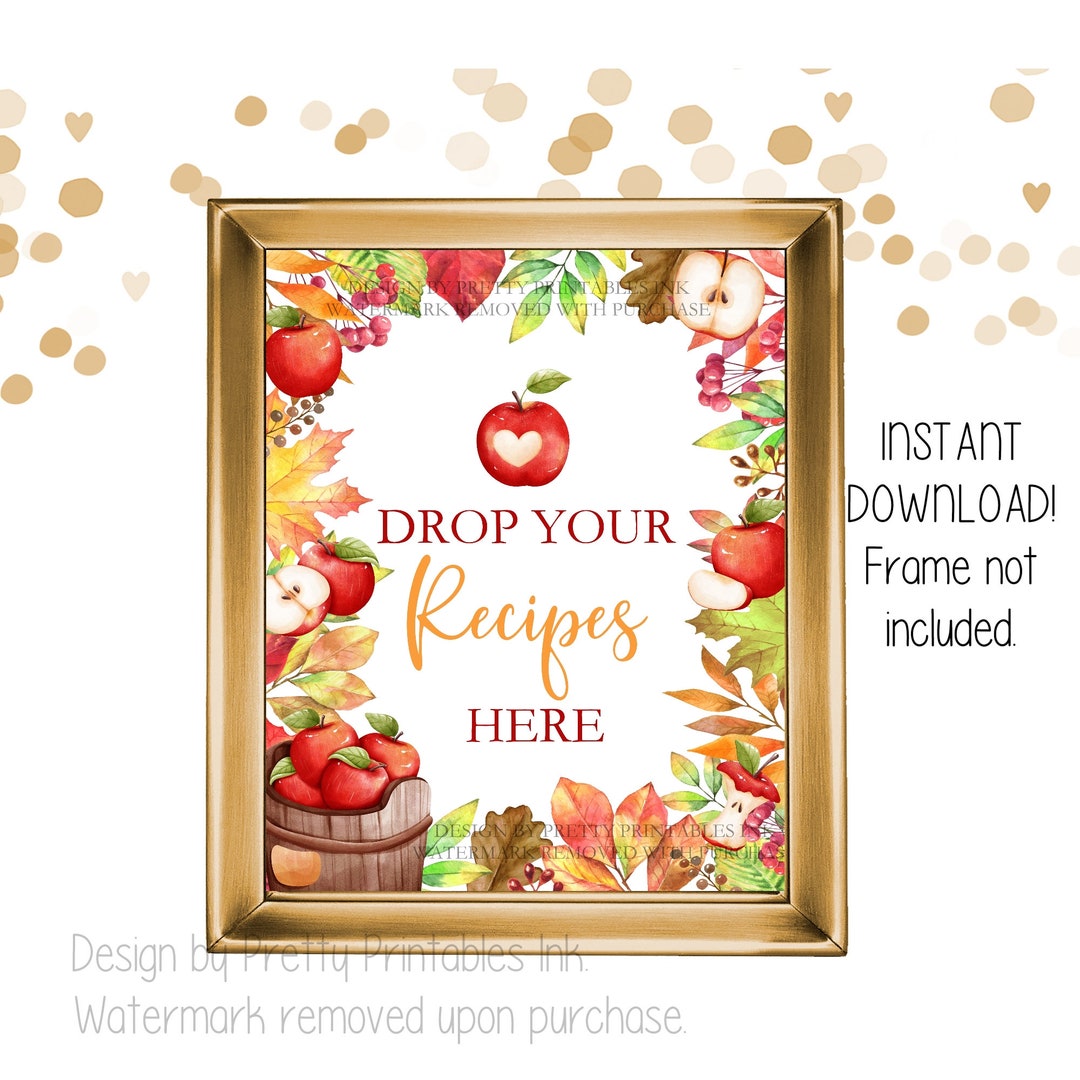 Recipe Card Sign Printable | Leave Your Recipes Here Sign | Fall Recipe ...