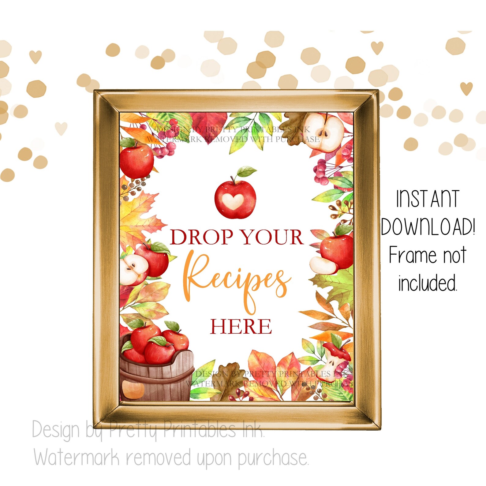 Recipe Card Sign Printable | Leave Your Recipes Here Sign | Fall Recipe ...