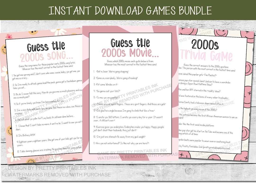 Y2K Party Games Bundle: 2000s Trivia, Movies, Songs (PDF) - Etsy