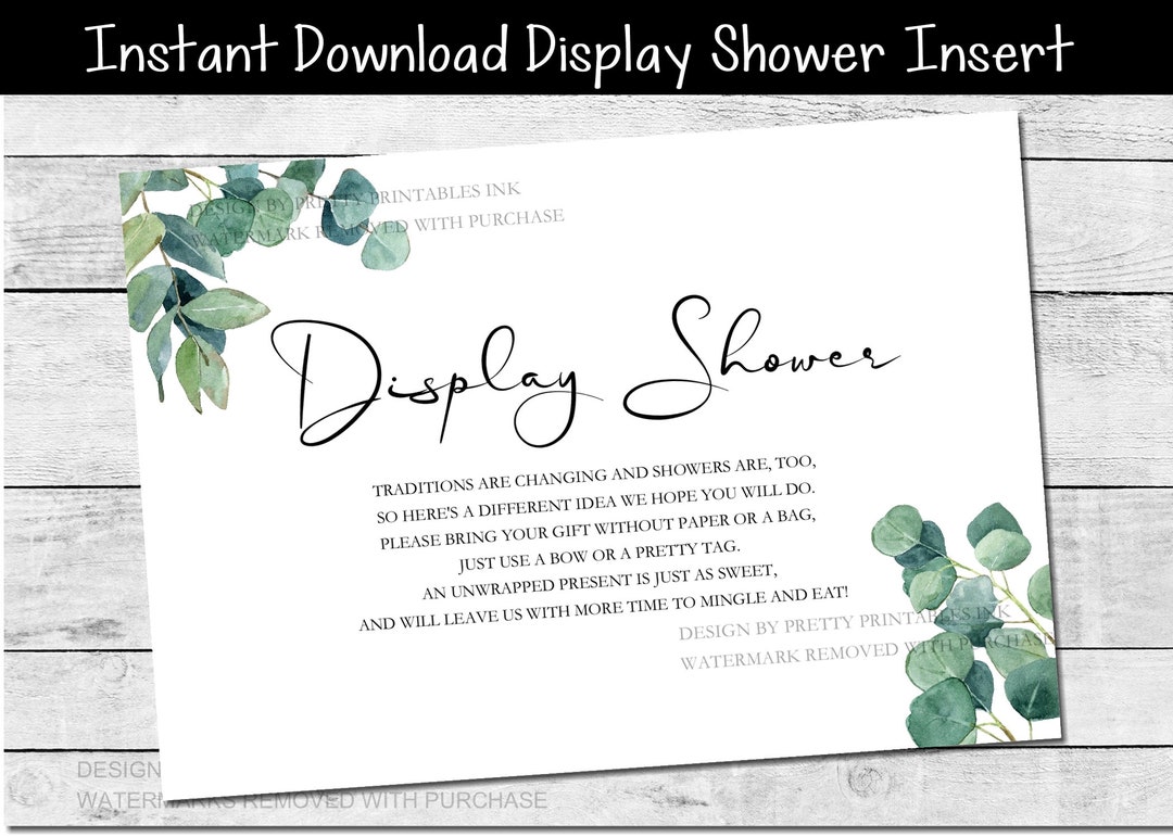 Instant Download Display Shower Insert, Display Shower Card, Display ...