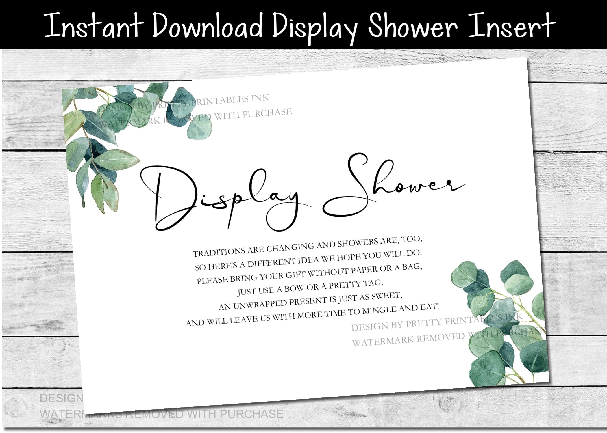 Instant Download Display Shower Insert Display Shower Card - Etsy