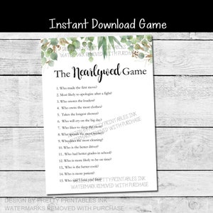 Who Knows the Couple Best Game | Engagement Party Game | Greenery Bride or Groom Game | Bridal ...