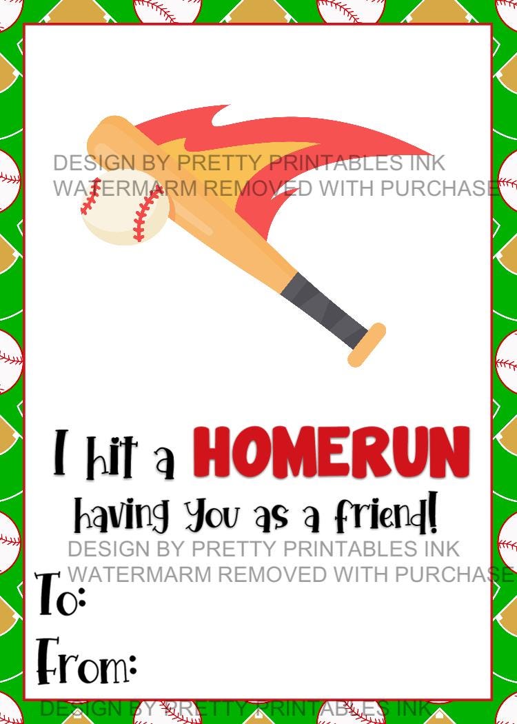 Baseball Valentines Cards Printable | Baseball Valentines for Kids ...