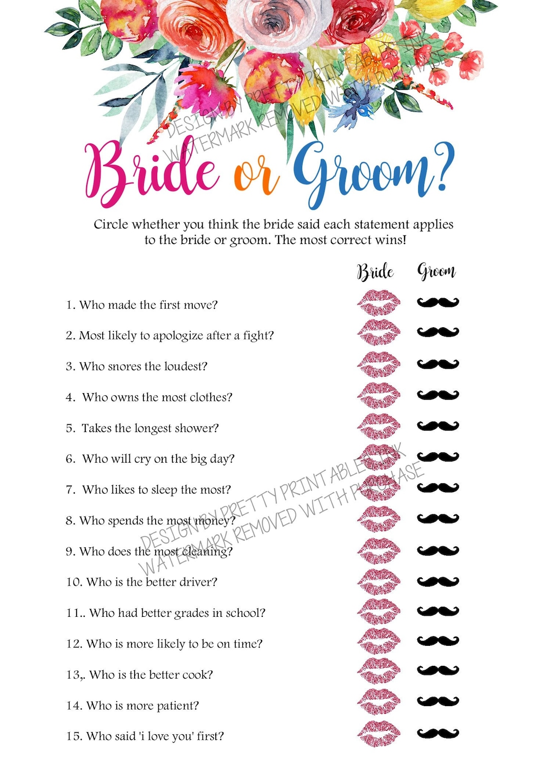 Bride or Groom Game | Who Knows the Couple Best Game | Engagement Party Game | Bride or Groom ...