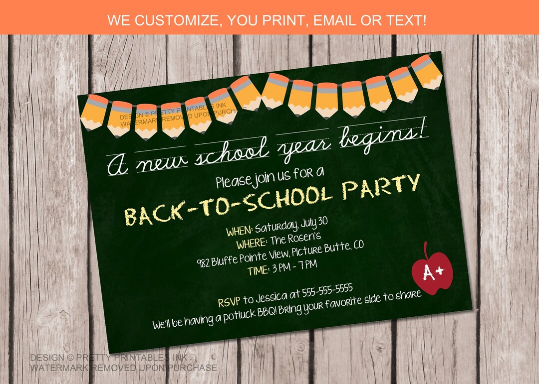 Back to School Party Invitation Printable School Party - Etsy