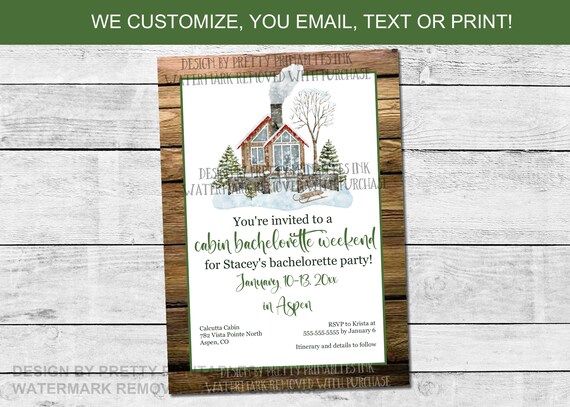 Winter Bachelorette Invitation, Cabin Bachelorette Weekend Invitation ...