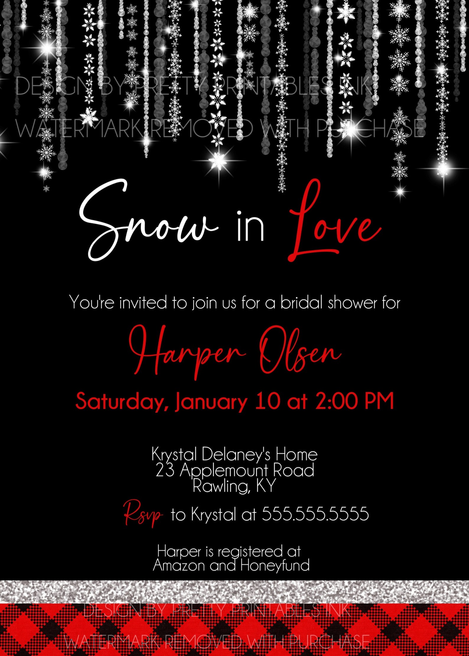 Snow in Love Winter Bridal Shower Invitation Winter Wedding - Etsy